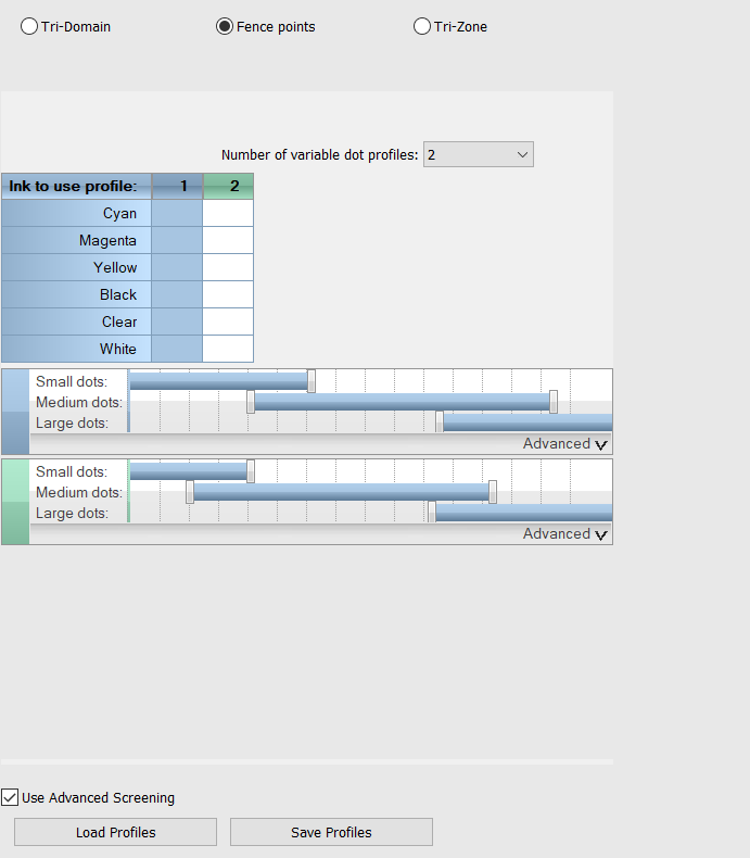 Variable Dot Setup Screening Types